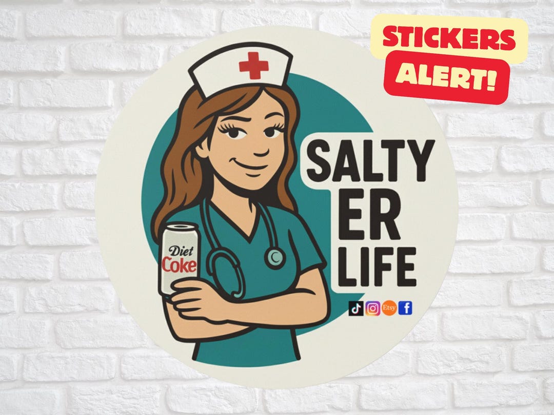 Original "salty ER Life" Logo Sticker Decal - ED RN, Emergency ...