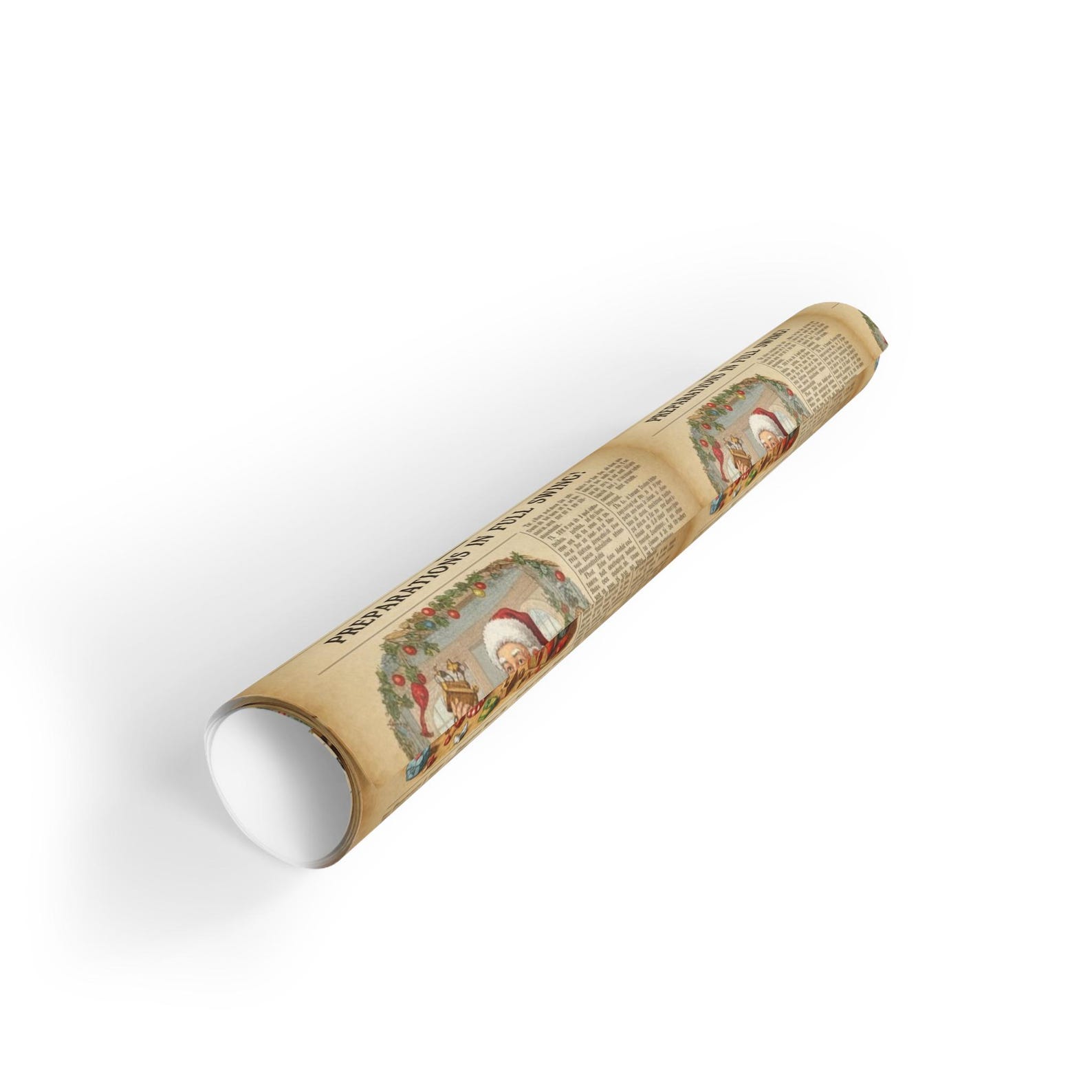 Santa Newspaper Gift Wrapping Paper Roll, Festive Holiday Wrapping ...