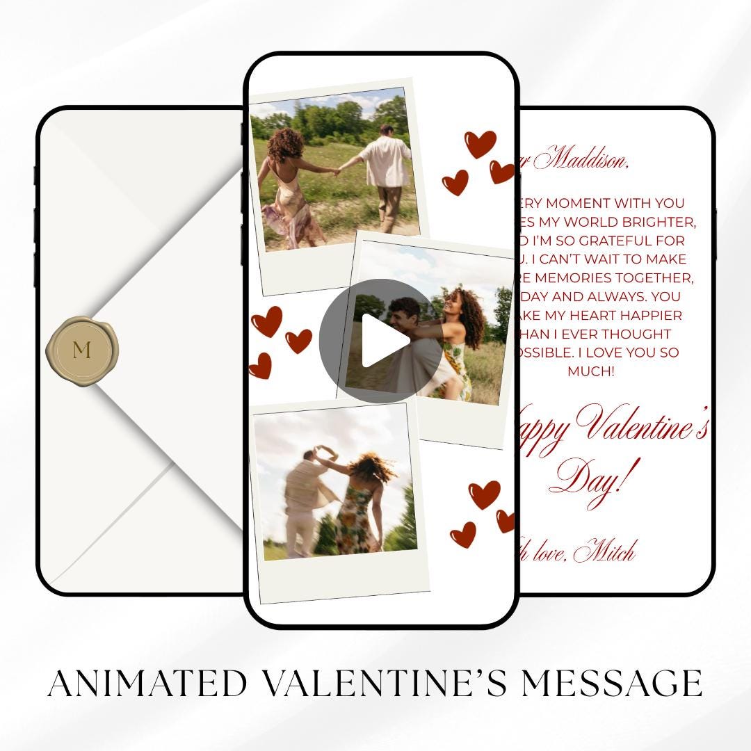 Valentine's Day Animated Video Card Customizable Message Editable ...