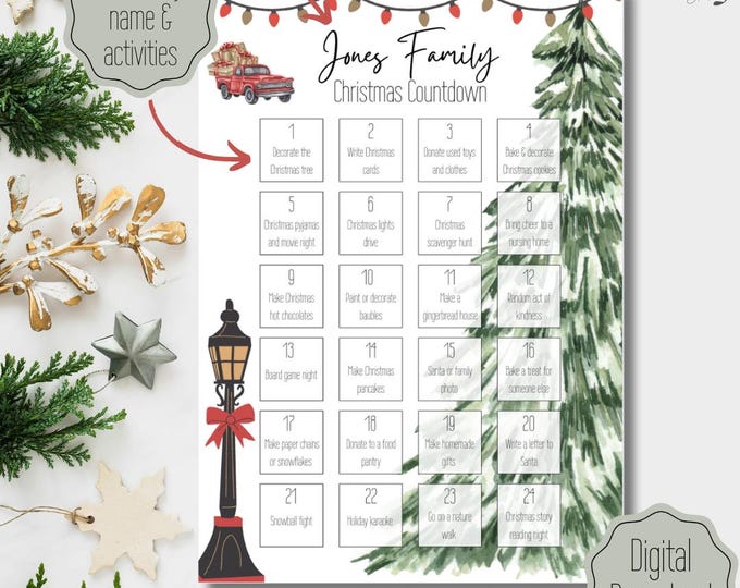 Printable Christmas Countdown, Christmas Printable Advent Calendar ...