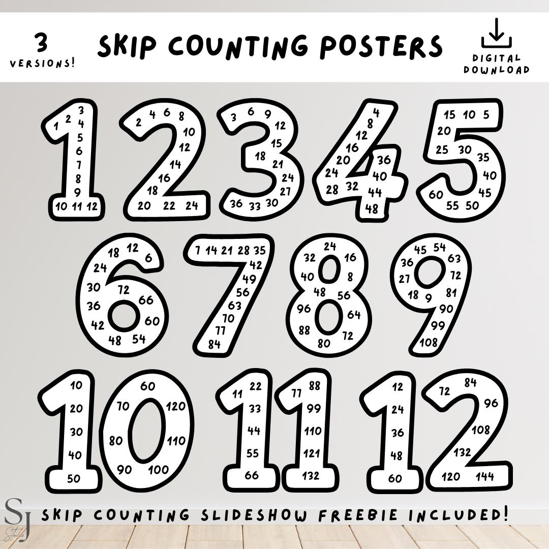 Skip Counting Posters Classroom Homeschool Number Display Math Posters ...