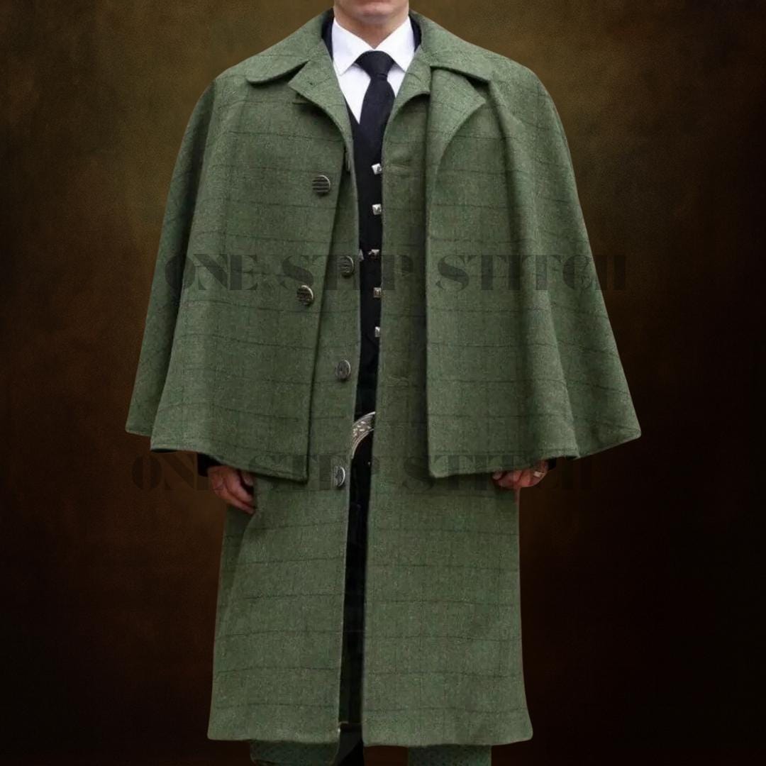 Green Inverness Cape Coat | Scottish Tweed Cloak | Vintage Victorian ...