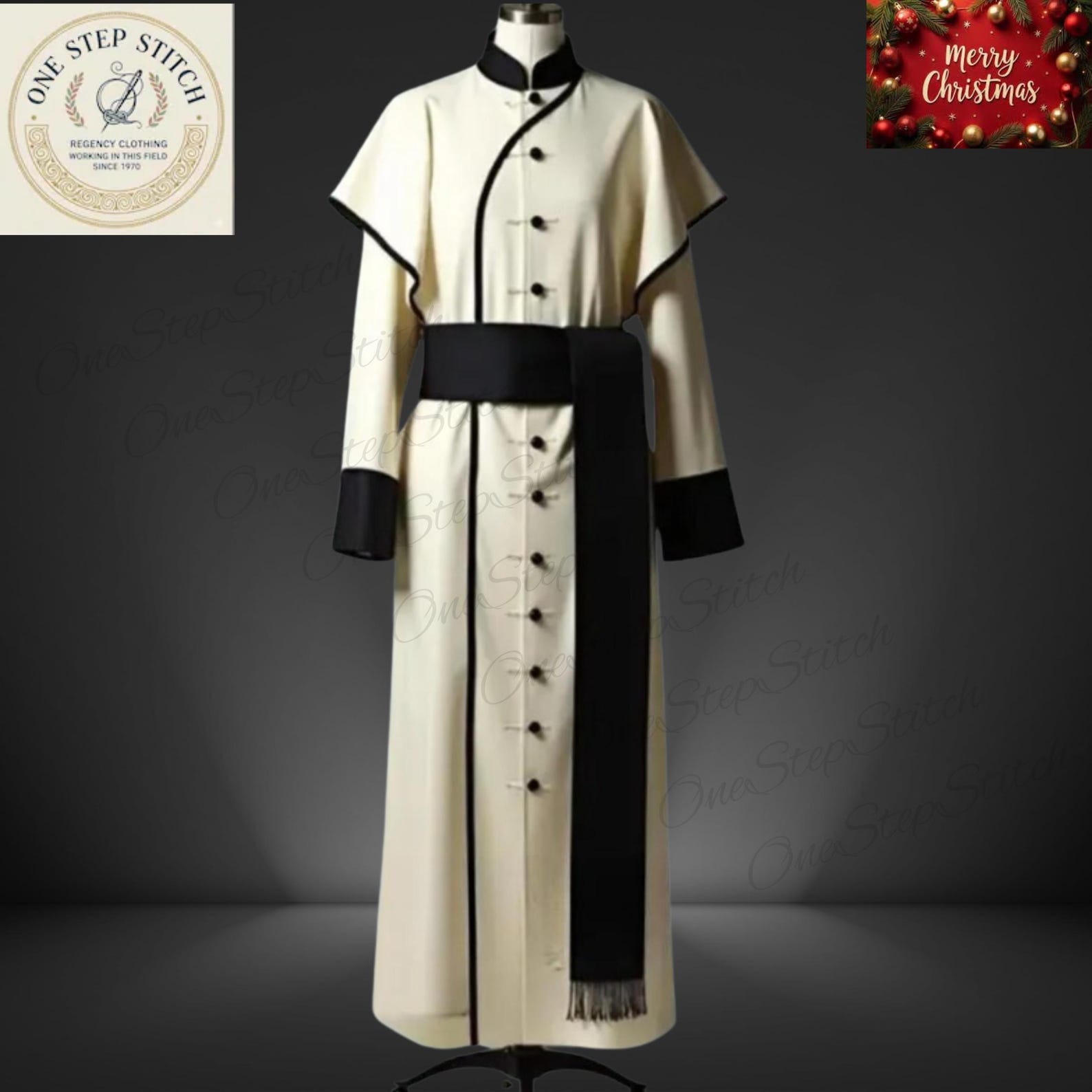 Handmade off White Wool Clergy Cassock With Cape - Catholic Bishop Robe ...