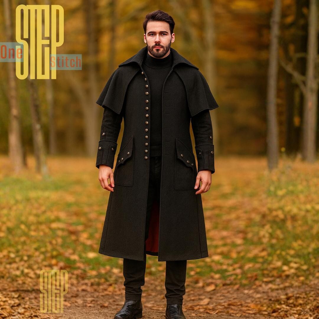 Victorian Inverness Cape Coat for Men – Gothic Cloak – Steampunk ...