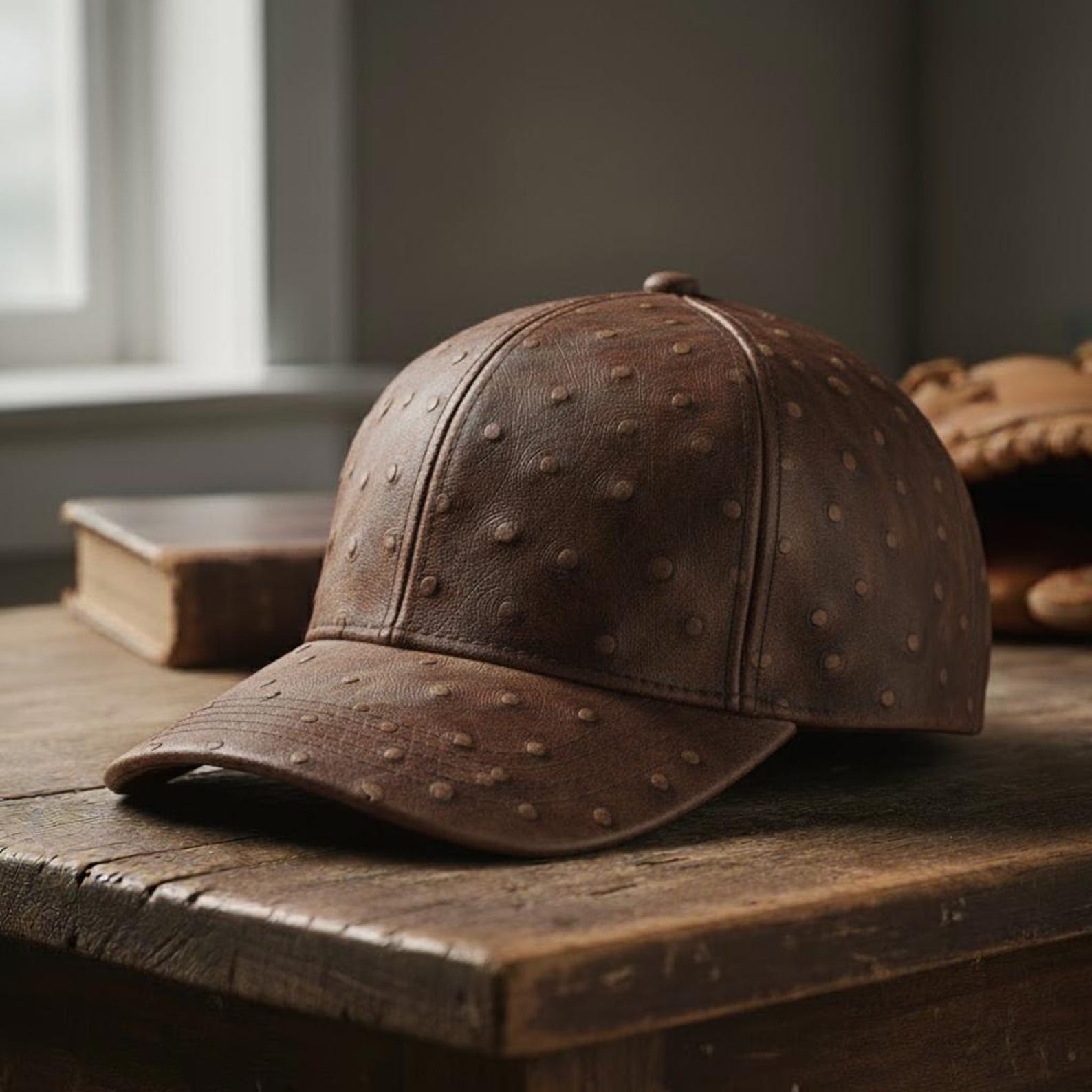 Men Leather Baseball Ostrich Leather Cap , Lederkappe Herren , Gorra De ...