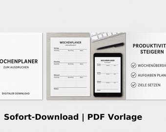 Digital Weekly Planner |PDF Template for Printing| Efficient ...