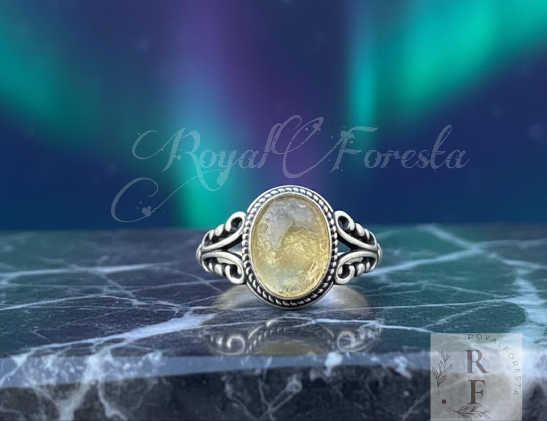 Sterling Silver Libyan Desert Glass Ring: Raw Gemstone, Unisex - Etsy