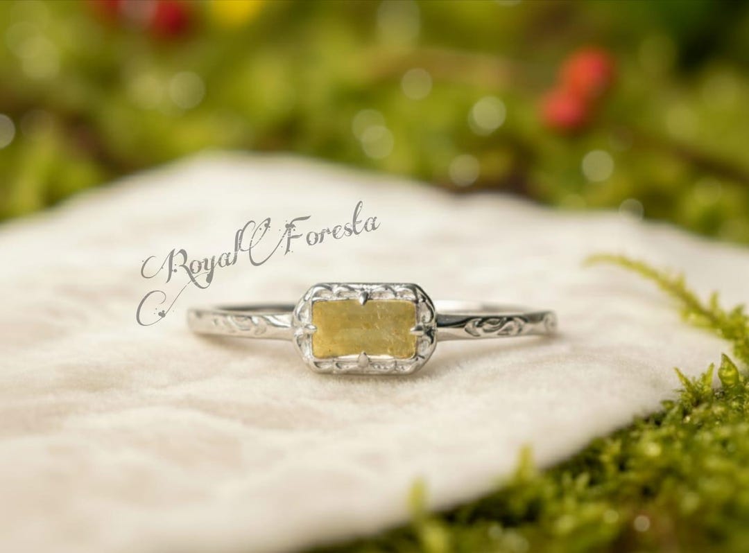 Sterling Silver Libyan Desert Glass Ring: Raw Gemstone, Unisex - Etsy