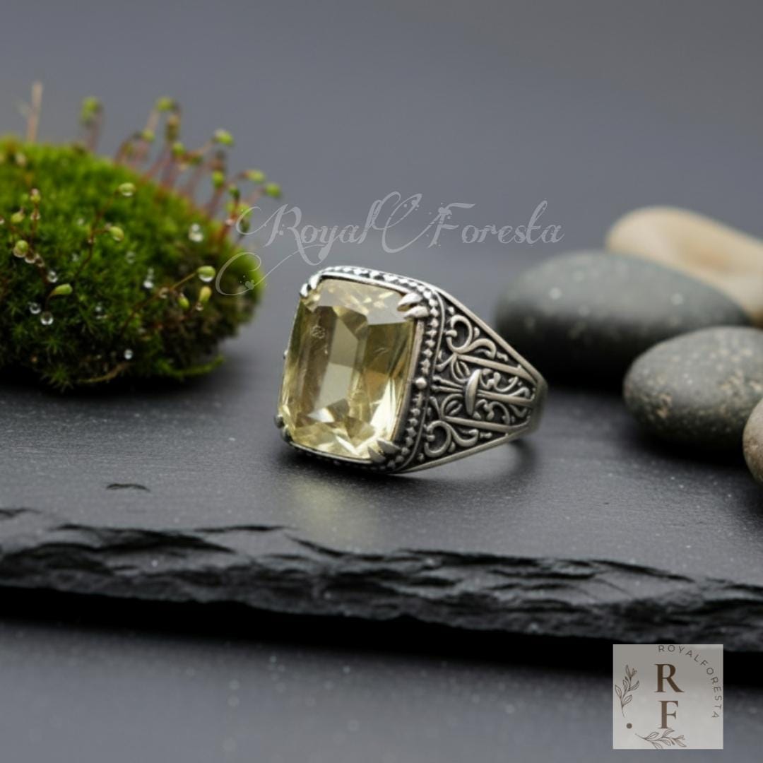 Libyan Desert Glass Ring: Sterling Silver Raw Cut Gemstone - Etsy