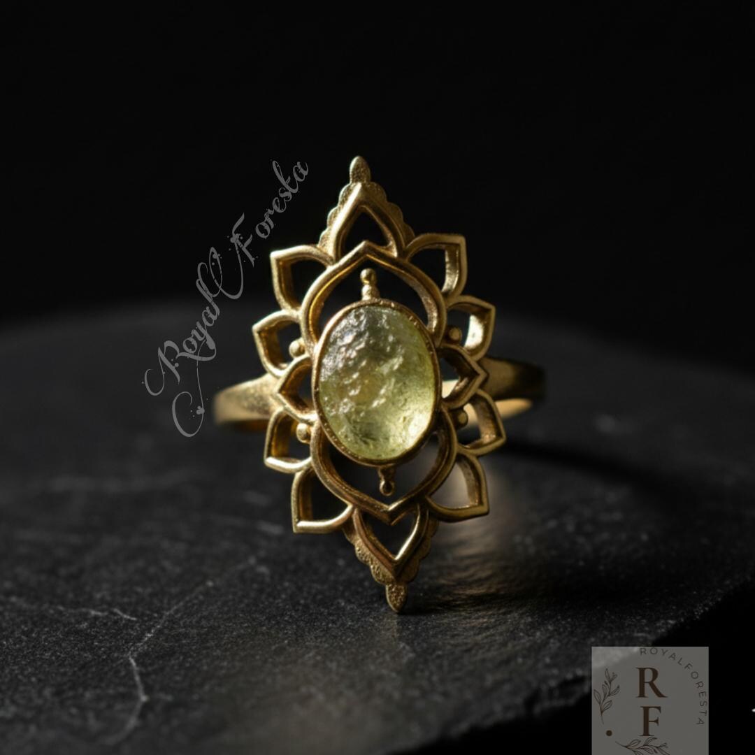 Sterling Silver Libyan Desert Glass Ring: Raw Gemstone, Unisex - Etsy