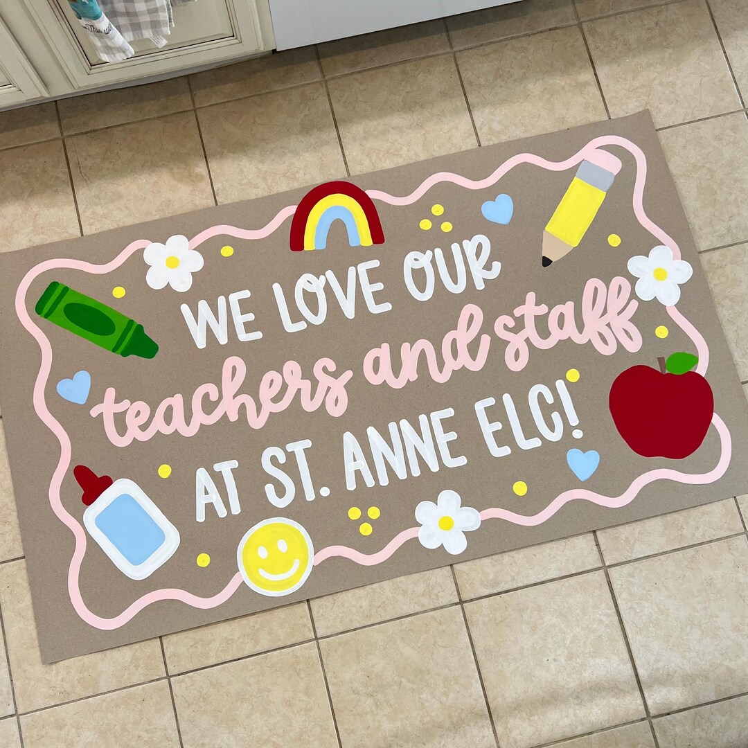 Custom Teacher Appreciation Painted Banner | Classroom Sign | Event ...