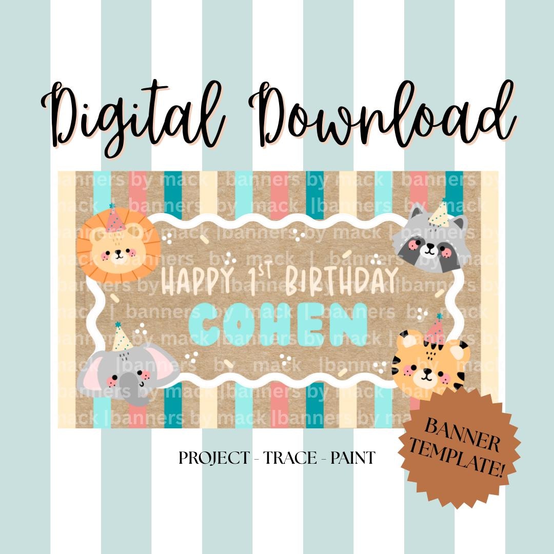 Party Animal Birthday Banner Template | Editable Canva Design (digital ...