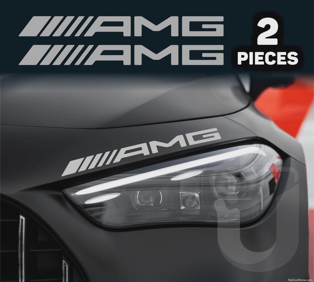 AMG Racing Hood Decal – 11" Silver Bonnet Sticker | Car Stripes Graphic ...