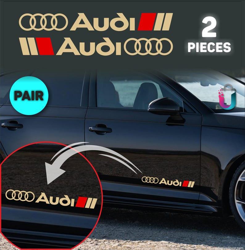 Audi-stickers zijskirts – 2 vinylstickers voor deuren | Compatibel met ...