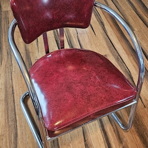 Art Deco Streamline Modern Bauhaus Cantilever Chair Chrome & Red Vinyl ...
