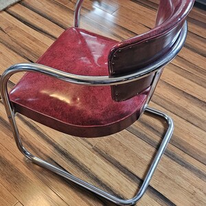 Art Deco Streamline Modern Bauhaus Cantilever Chair Chrome & Red Vinyl ...