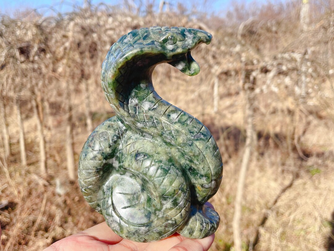 Green Jade Snake Crystal Skull,quartz Boa Skull Healing Home Decor 5.1 ...
