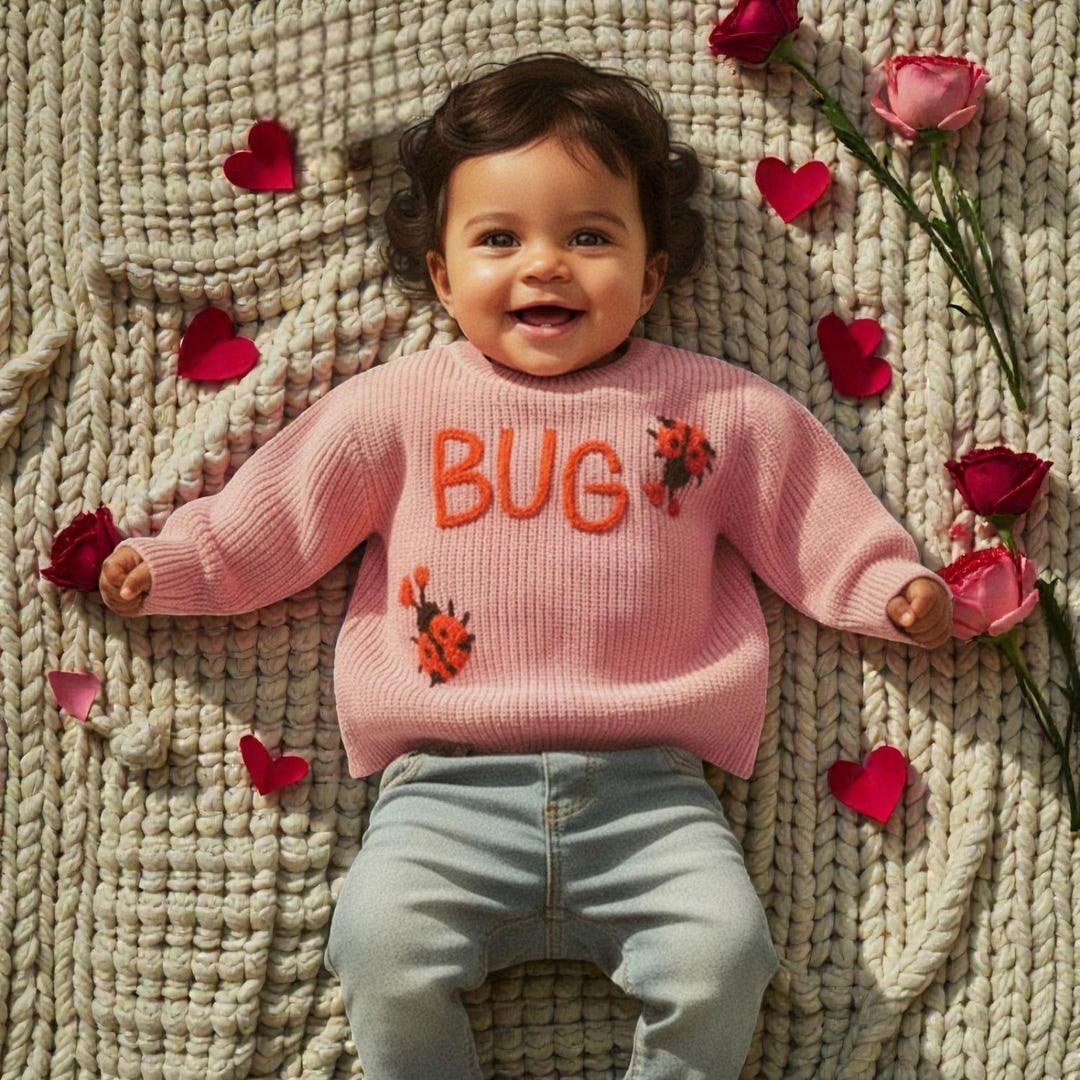 Custom Sweater, Baby Girl Ladybug Sweater, Personalized Bug Name Knit ...