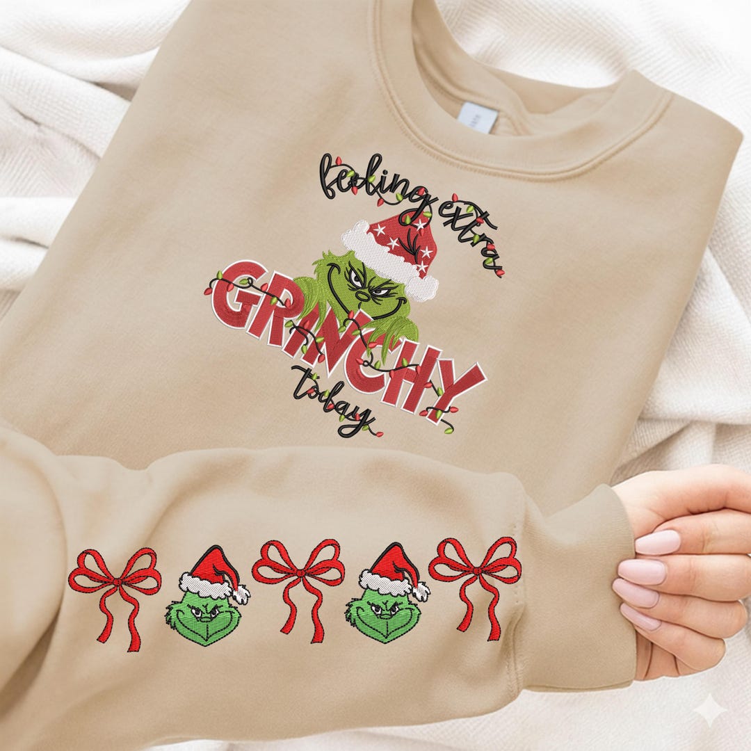 Grinch Christmas Embroidery Design, Bow Border (machine Embroidery File ...