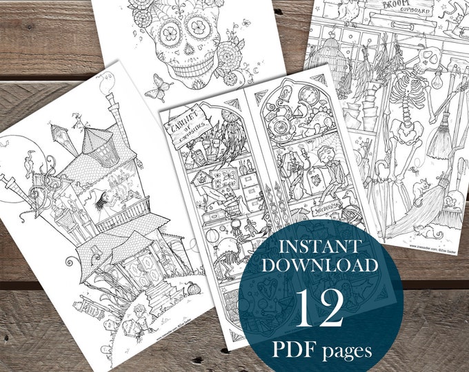 Halloween Coloring-in Sheets Bundle, Witches and Black Magic by Zoe ...