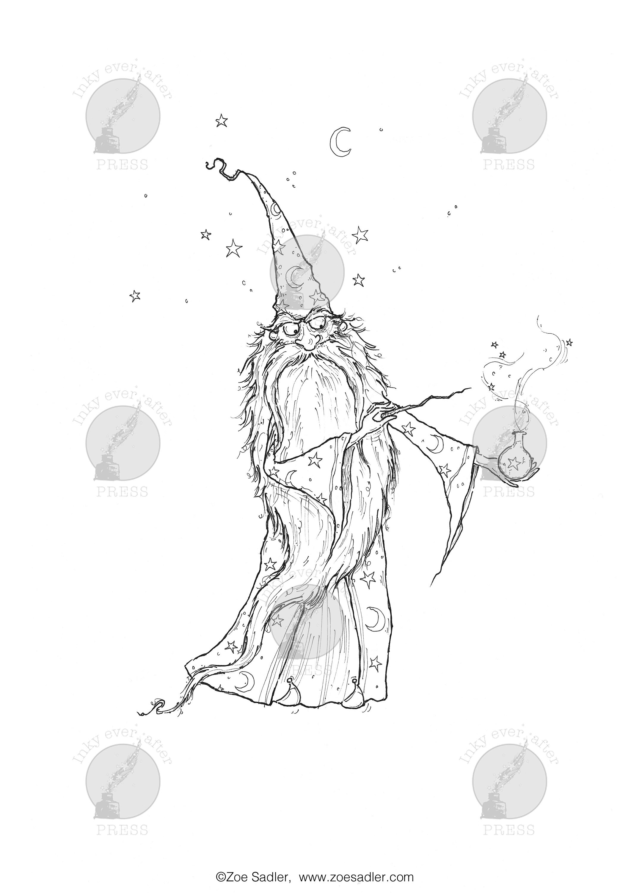 Magical Wizard Coloring Page for Adults Spell Potions and - Etsy Australia