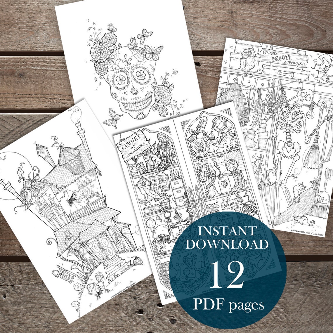 Halloween Coloring-in Sheets Bundle Witches and Black Magic - Etsy