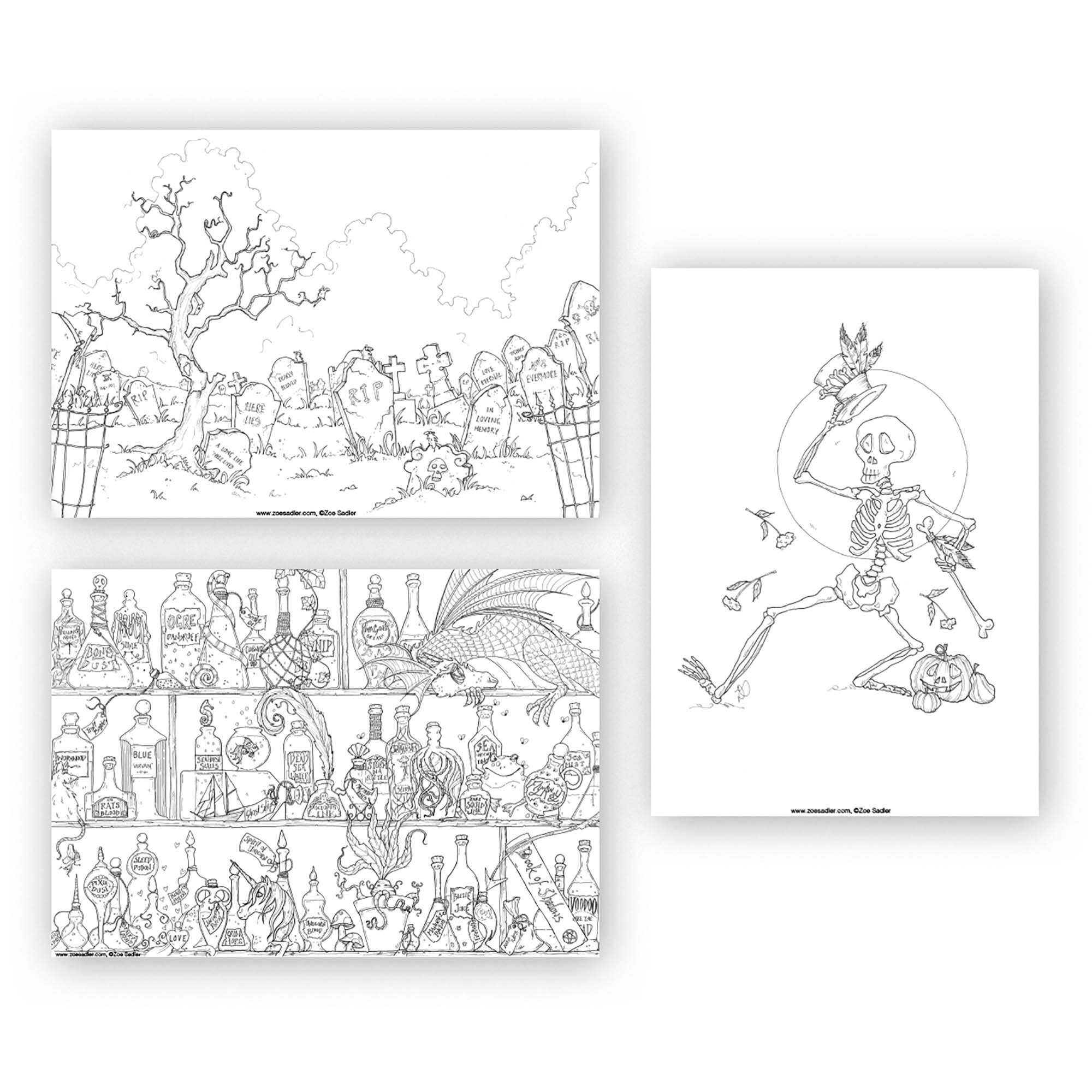 Halloween Coloring-in Sheets Bundle, Witches and Black Magic by Zoe ...