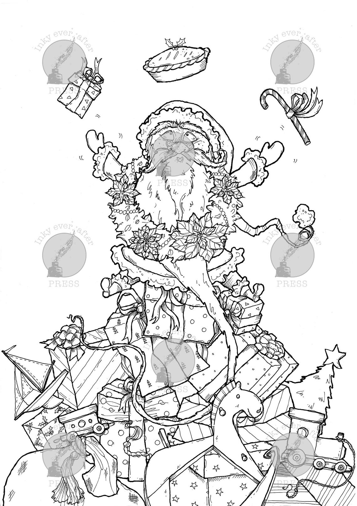 Christmas Santa Claus A4 Printable Coloring Pages for Adults - Etsy ...