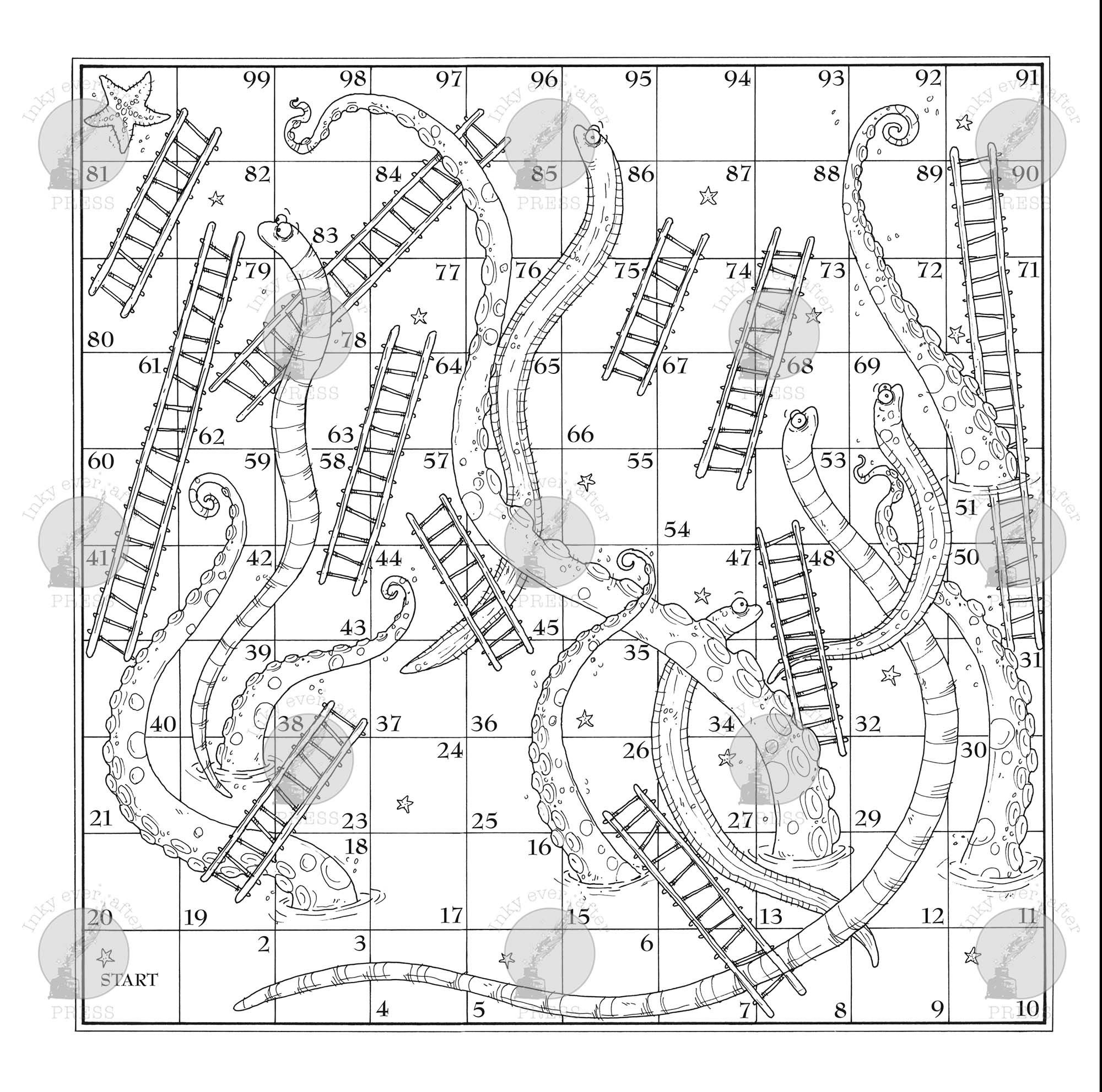 Underwater Snakes and Ladders A4 Printable Coloring Page for - Etsy UK