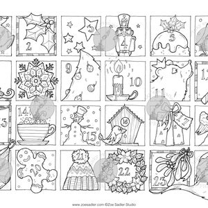 Christmas Advent Calendar A4 Printable Coloring Page - Etsy