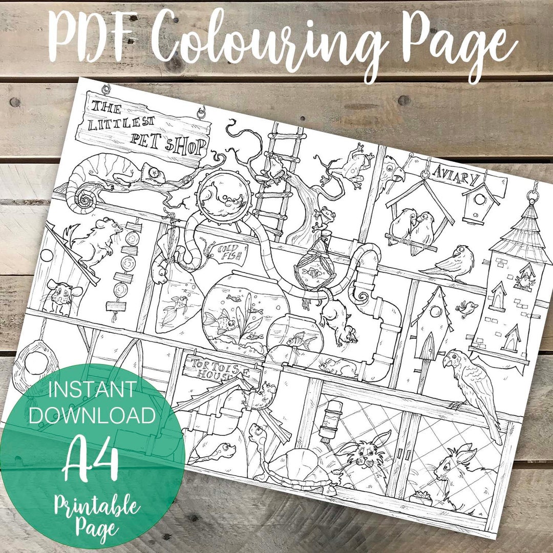 Pet Shop PDF Printable Colouring Page for Adults Instant - Etsy Canada