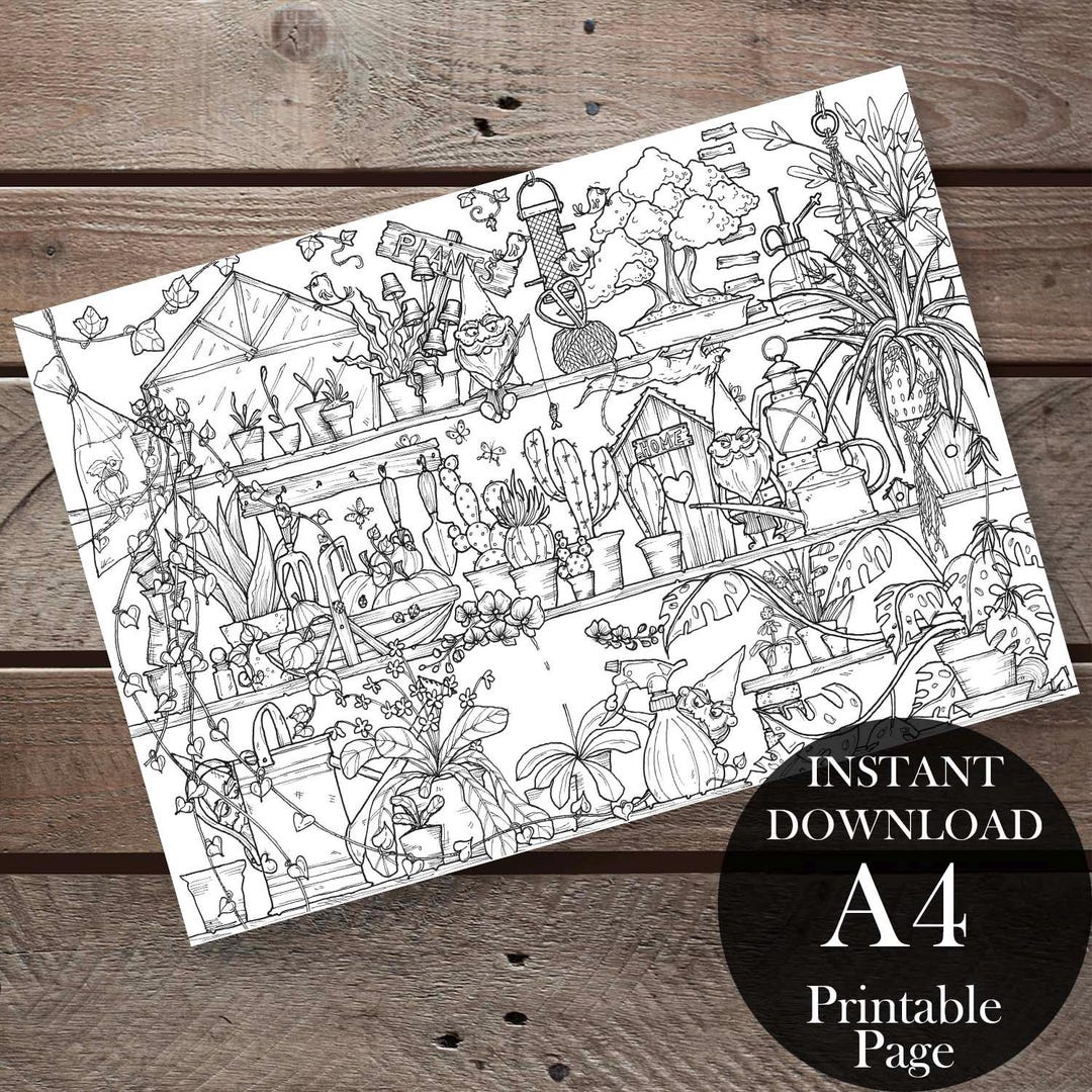Plant Shelfie PDF Printable Colouring Page for Adults, Instant Download ...