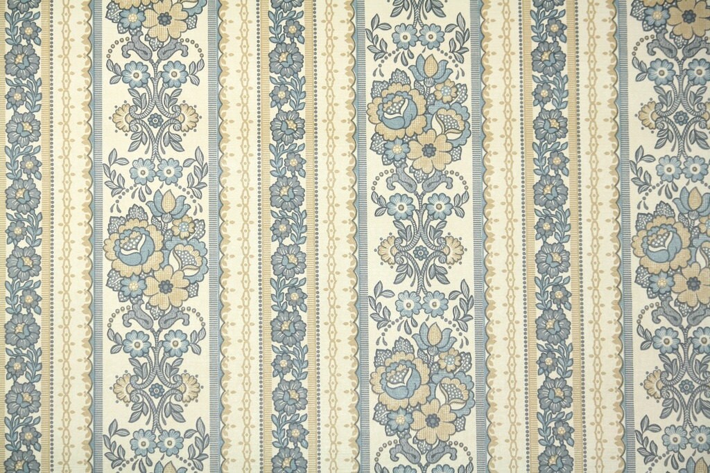 Retro Wallpaper by the Yard 70s Vintage Wallpaper 1970s Blue - Etsy