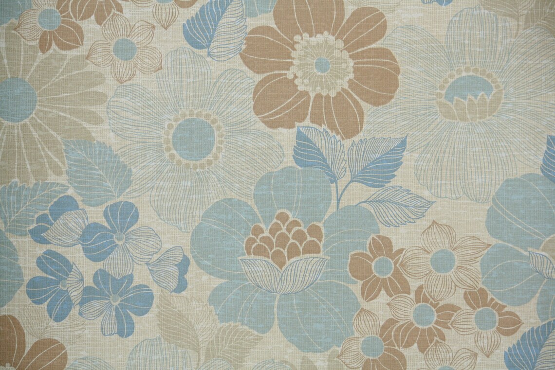 Retro Wallpaper by the Yard 70s Vintage Wallpaper 1970s Blue - Etsy