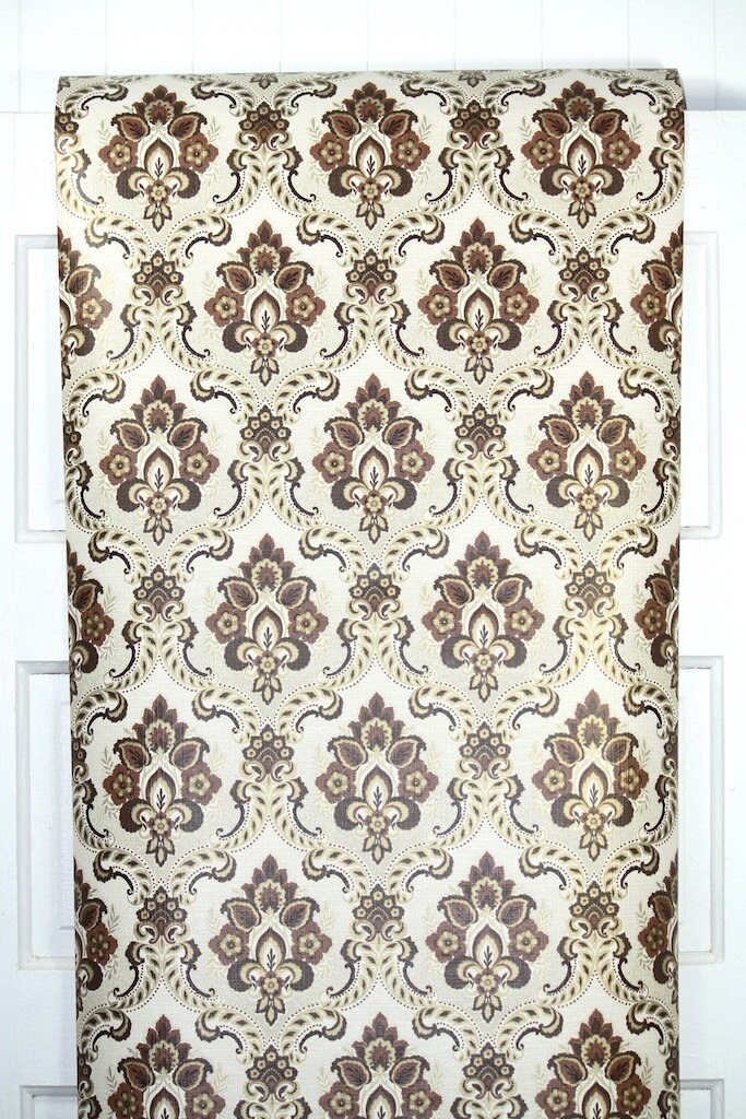 Retro Wallpaper by the Yard 70s Vintage Wallpaper - 1970s Brown and ...