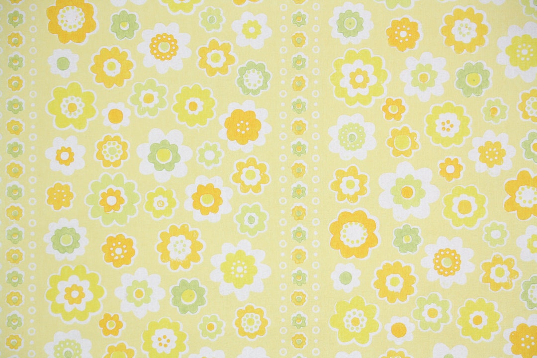 Retro Wallpaper by the Yard 60s Vintage Wallpaper - 1960s Retro Yellow ...