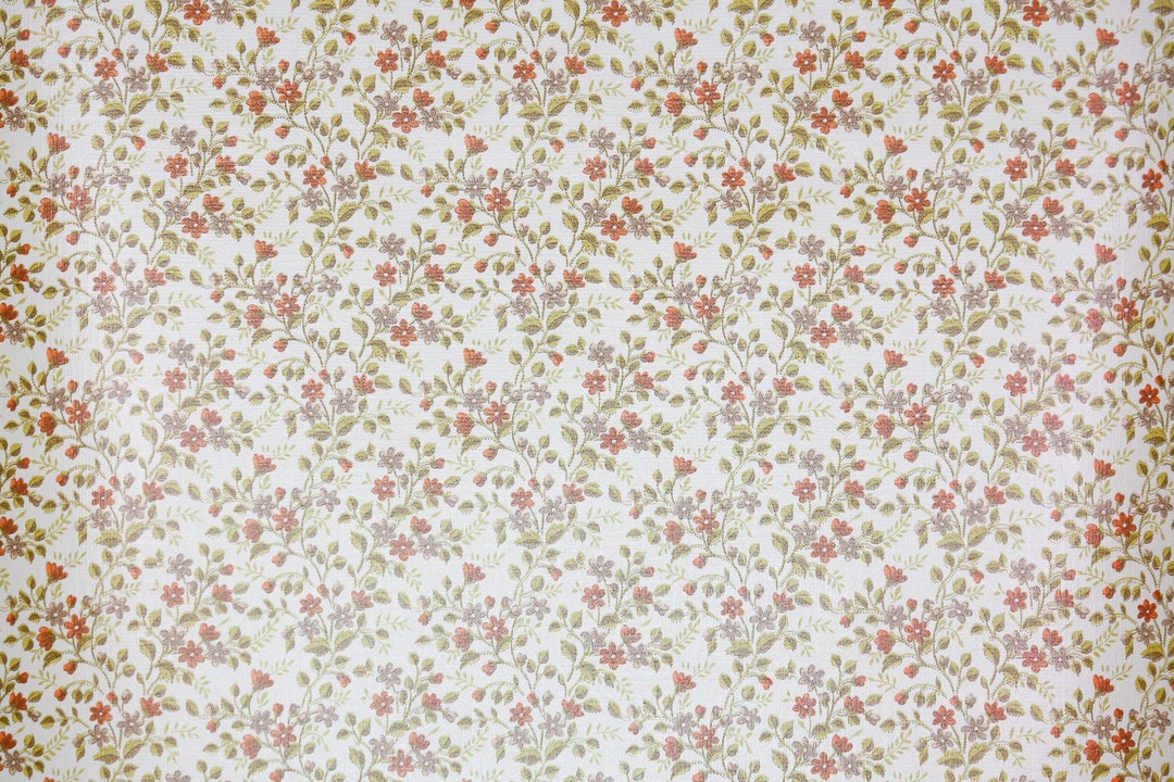 Retro Wallpaper by the Yard - 1980s Floral Vintage Wallpaper Tiny ...