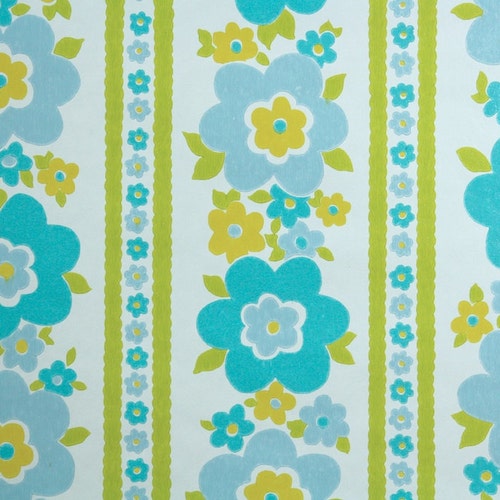 Retro Wallpaper by the Yard 70s Vintage Wallpaper 1970s Blue - Etsy
