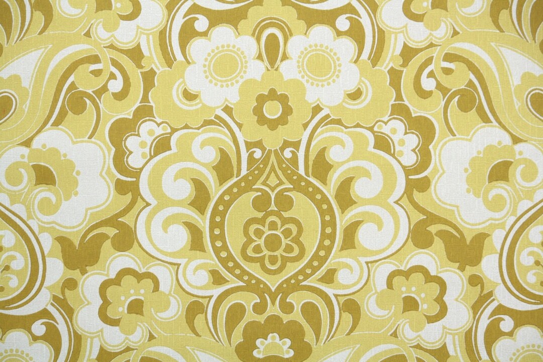 Retro Wallpaper by the Yard 60s Vintage Wallpaper 1960s Mod Yellow and ...