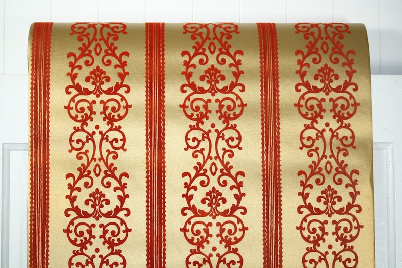 Retro Flock Wallpaper by the Yard 70s Vintage Flock Wallpaper | Etsy