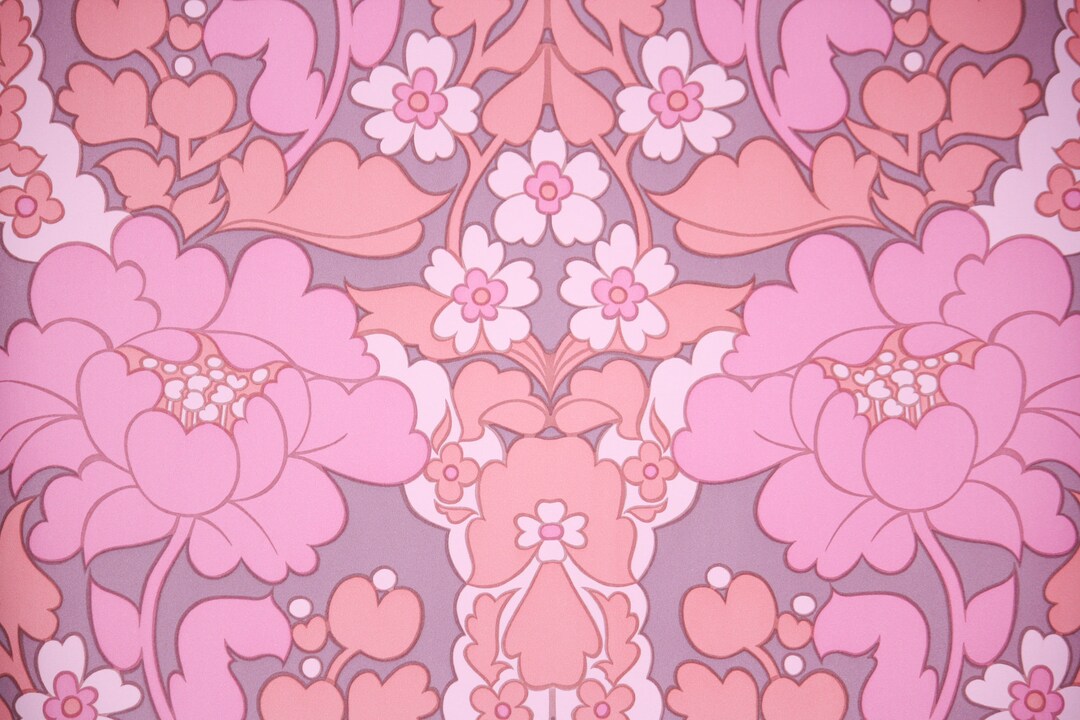Retro Wallpaper by the Yard 70s Vintage Wallpaper - 1970s Retro Floral ...