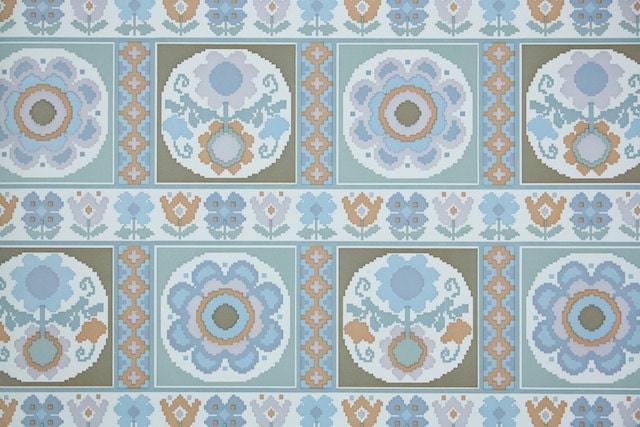 Retro Wallpaper by the Yard 70s Vintage Wallpaper 1970s Blue - Etsy