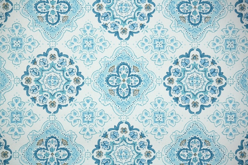 Retro Wallpaper by the Yard 60s Vintage Wallpaper 1960s Blue - Etsy