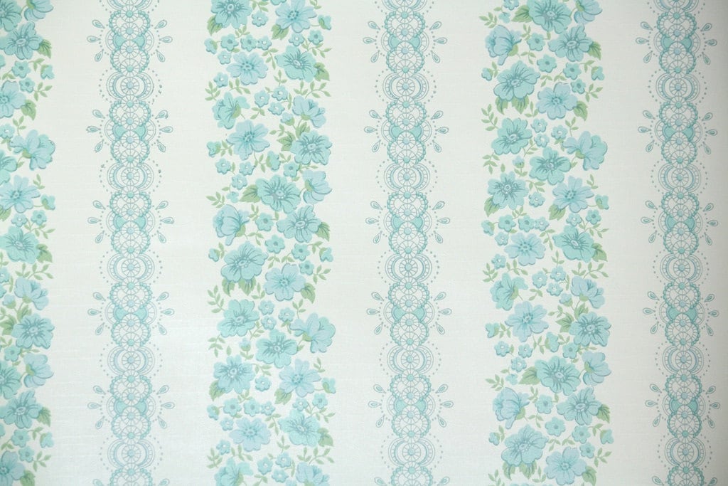 Retro Wallpaper by the Yard 70s Vintage Wallpaper 1970s Blue | Etsy