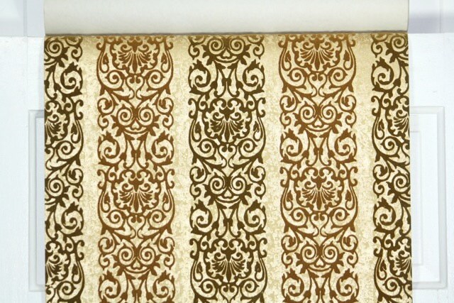 Retro Flock Wallpaper by the Yard Vintage Flock Wallpaper | Etsy