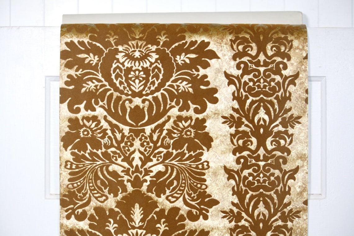 Retro Flock Wallpaper by the Yard Vintage Flock Wallpaper - Etsy