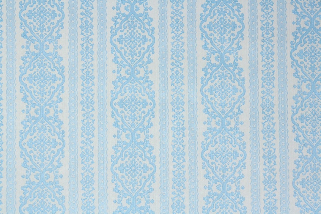 Retro Wallpaper by the Yard 70s Vintage Wallpaper - 1970s Blue and ...