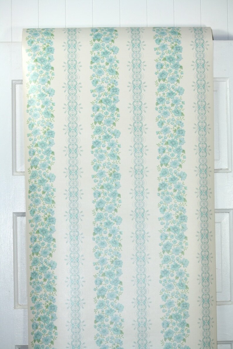 Retro Wallpaper by the Yard 70s Vintage Wallpaper 1970s Blue | Etsy