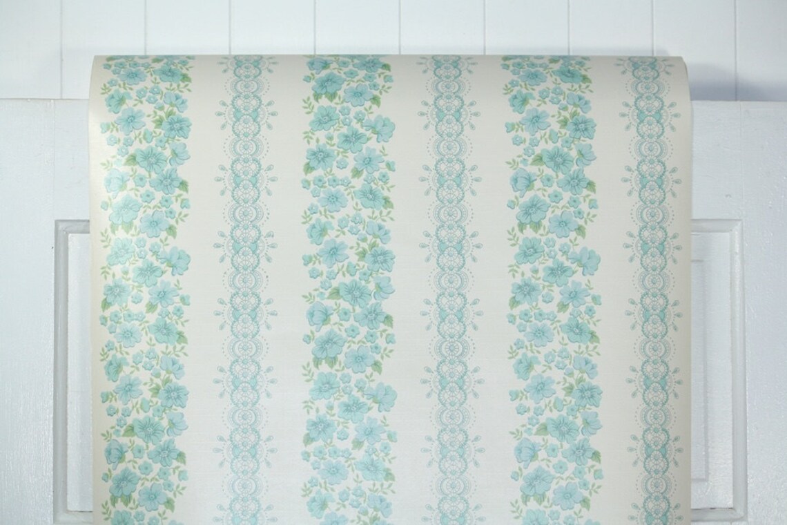 Retro Wallpaper by the Yard 70s Vintage Wallpaper 1970s Blue | Etsy