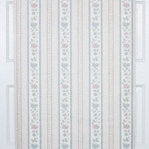Retro Wallpaper by the Yard 80s Vintage Wallpaper - 1980s Floral Stipe ...